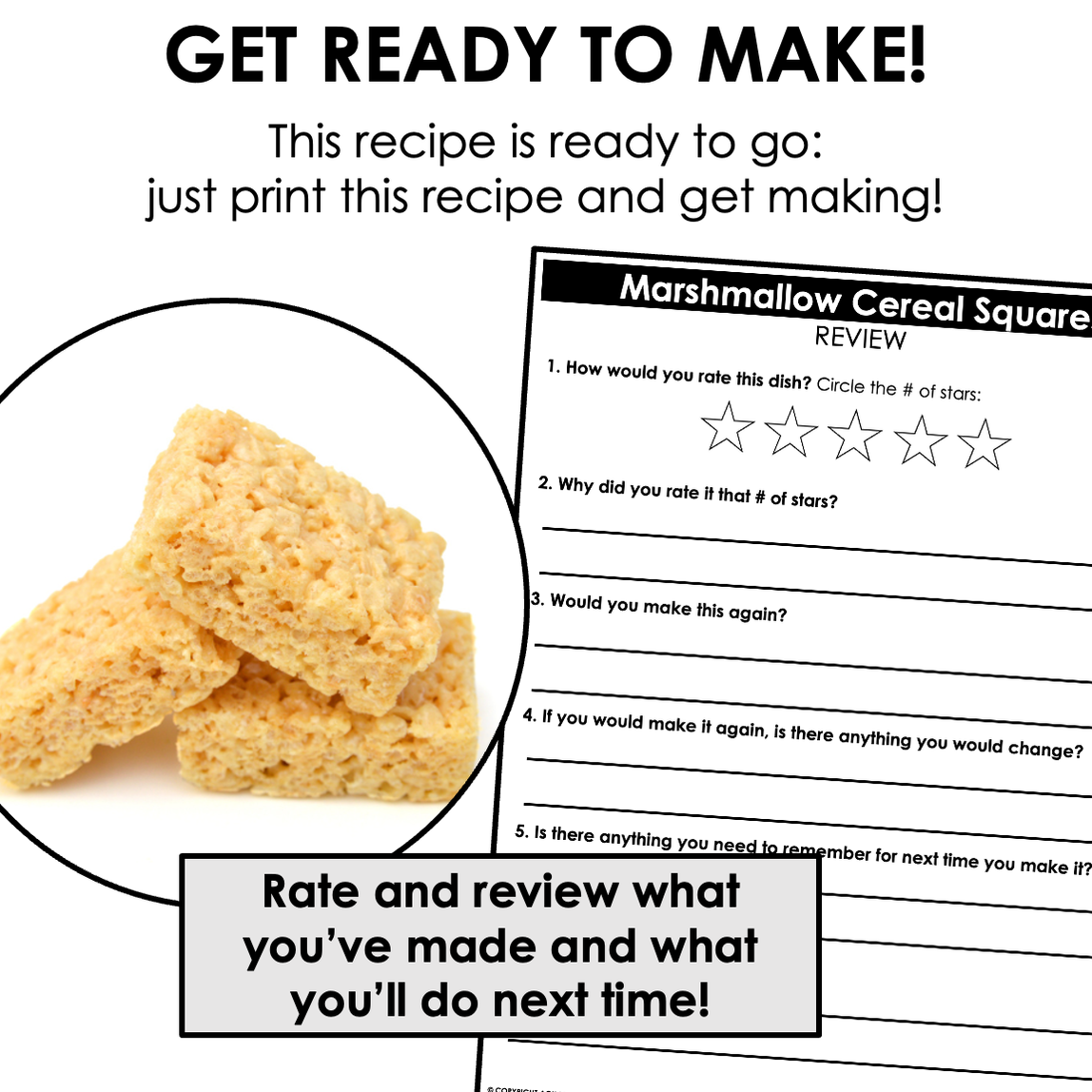 Marshmallow Cereal Squares Visual Recipe | No-Bake Recipe — Autism Grown Up