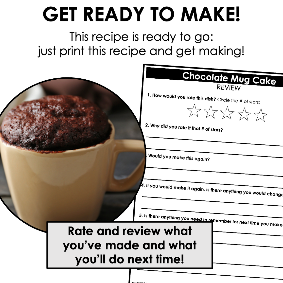 Chocolate Mug Cake Visual Recipe | No-Bake Recipe — Autism Grown Up