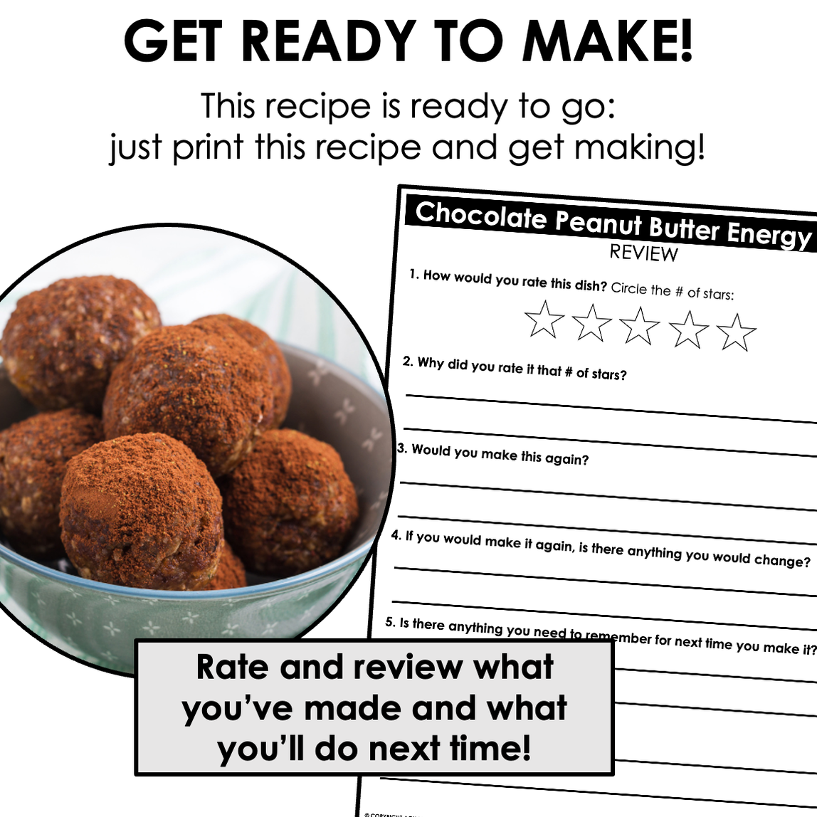 Chocolate Peanut Butter Energy Bites Visual Recipe | No-Bake Recipe ...