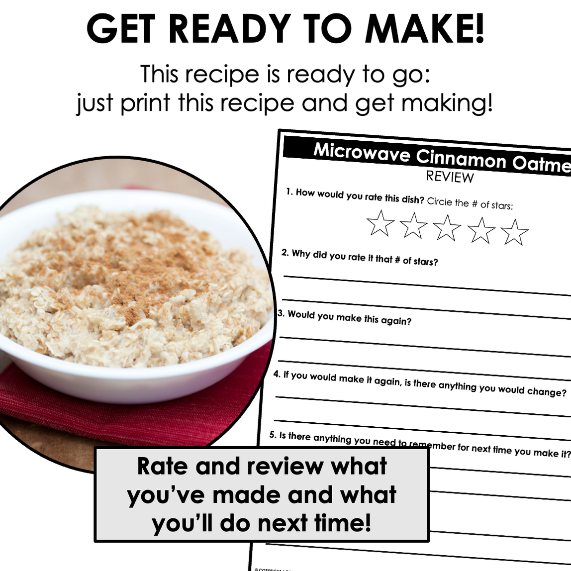 Microwave Cinnamon Oatmeal Visual Recipe | No-Bake Recipe — Autism Grown Up