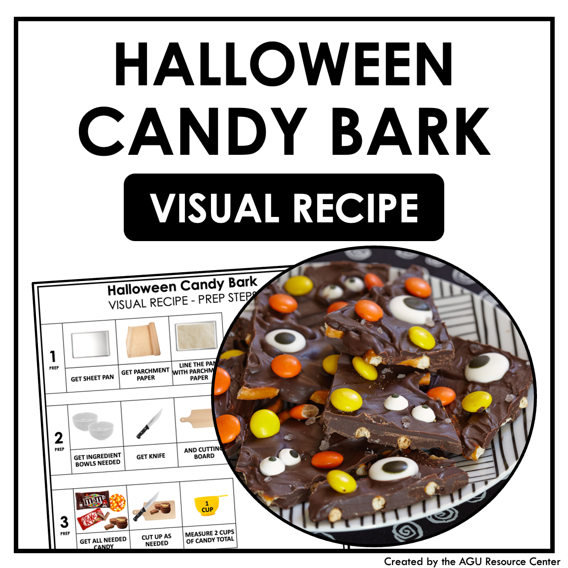 Halloween Candy Bark Visual Recipe | No-Bake Recipe — Autism Grown Up
