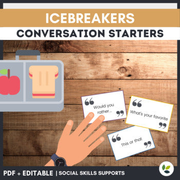Icebreaker + Conversation Starter Cards for Middle and High School Lun ...