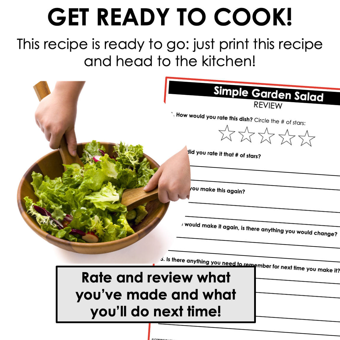 Simple Garden Salad Visual Recipe — Autism Grown Up