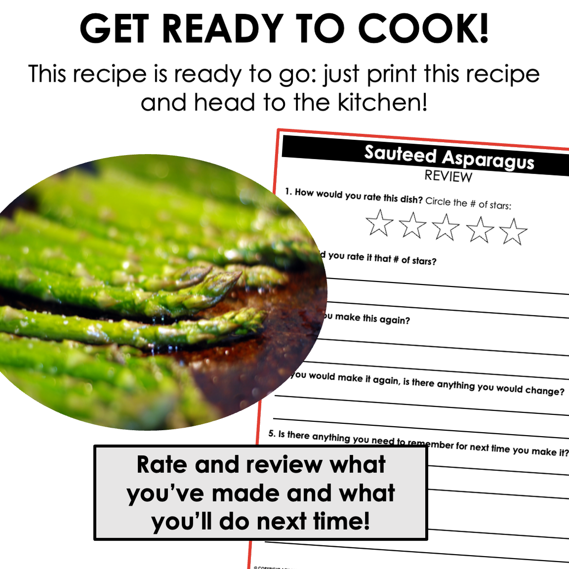 Sauteed Asparagus Visual Recipe — Autism Grown Up