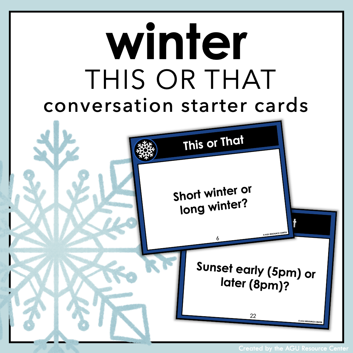 Winter Social Skill Activity | THIS OR THAT | Conversation Starter Car ...