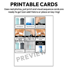Putting on Deodorant Visual Sequence Cards — Autism Grown Up