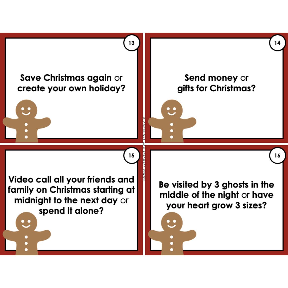 Christmas WOULD YOU RATHER | Icebreakers | Social Task Cards | Printab ...