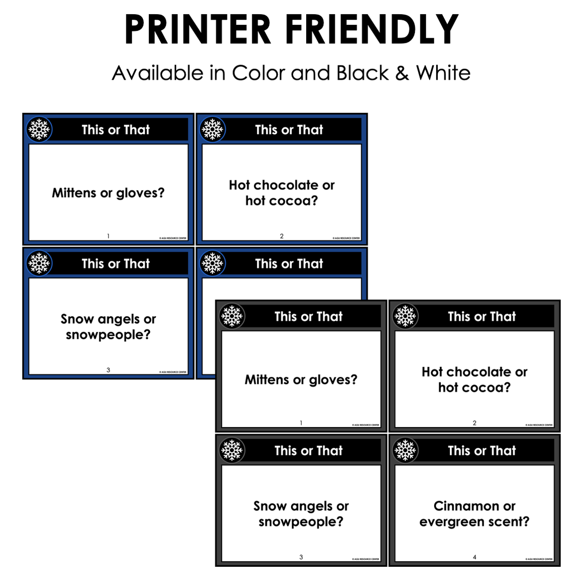 Winter Social Skill Activity | THIS OR THAT | Conversation Starter Car ...