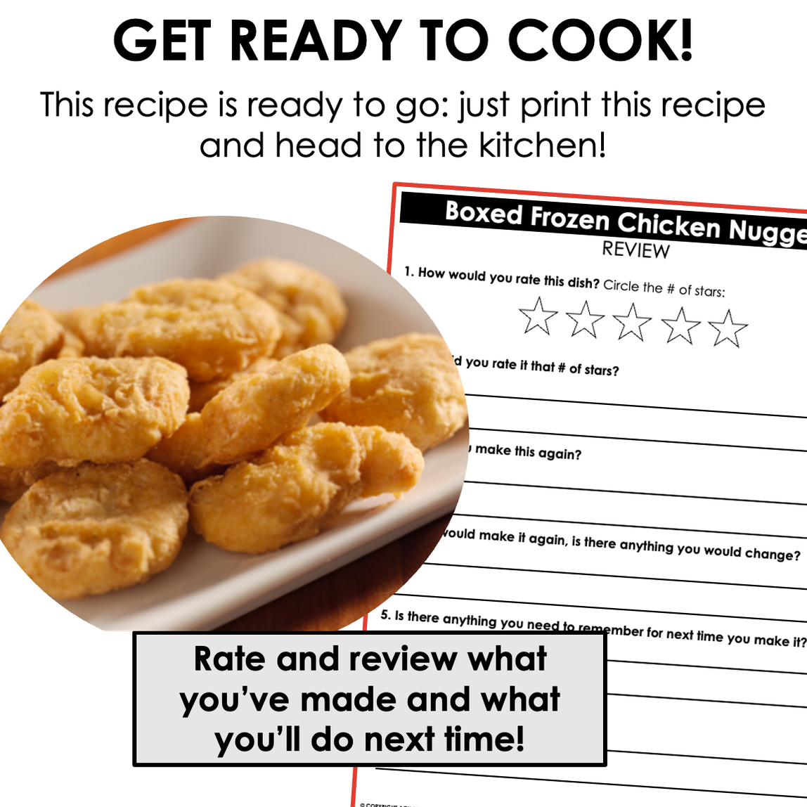 Boxed Frozen Chicken Nuggets Visual Recipe — Autism Grown Up