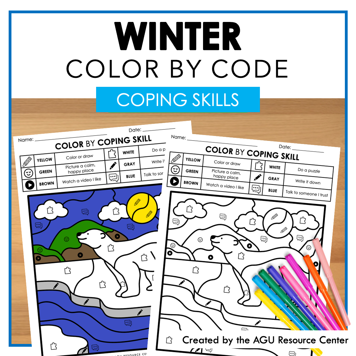 Winter Color by Code | Coping Skills Activity — Autism Grown Up
