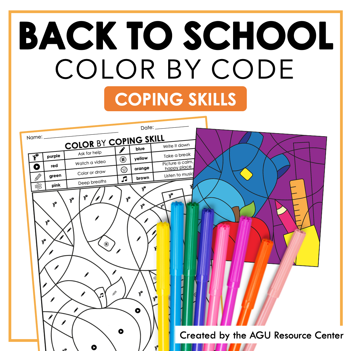 Back to School Color by Code | Coping Skills Activity — Autism Grown Up