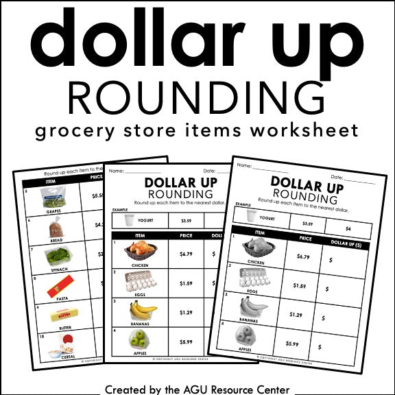 Dollar Up Worksheet | Grocery Items Under $10 | Money Math | Digital ...