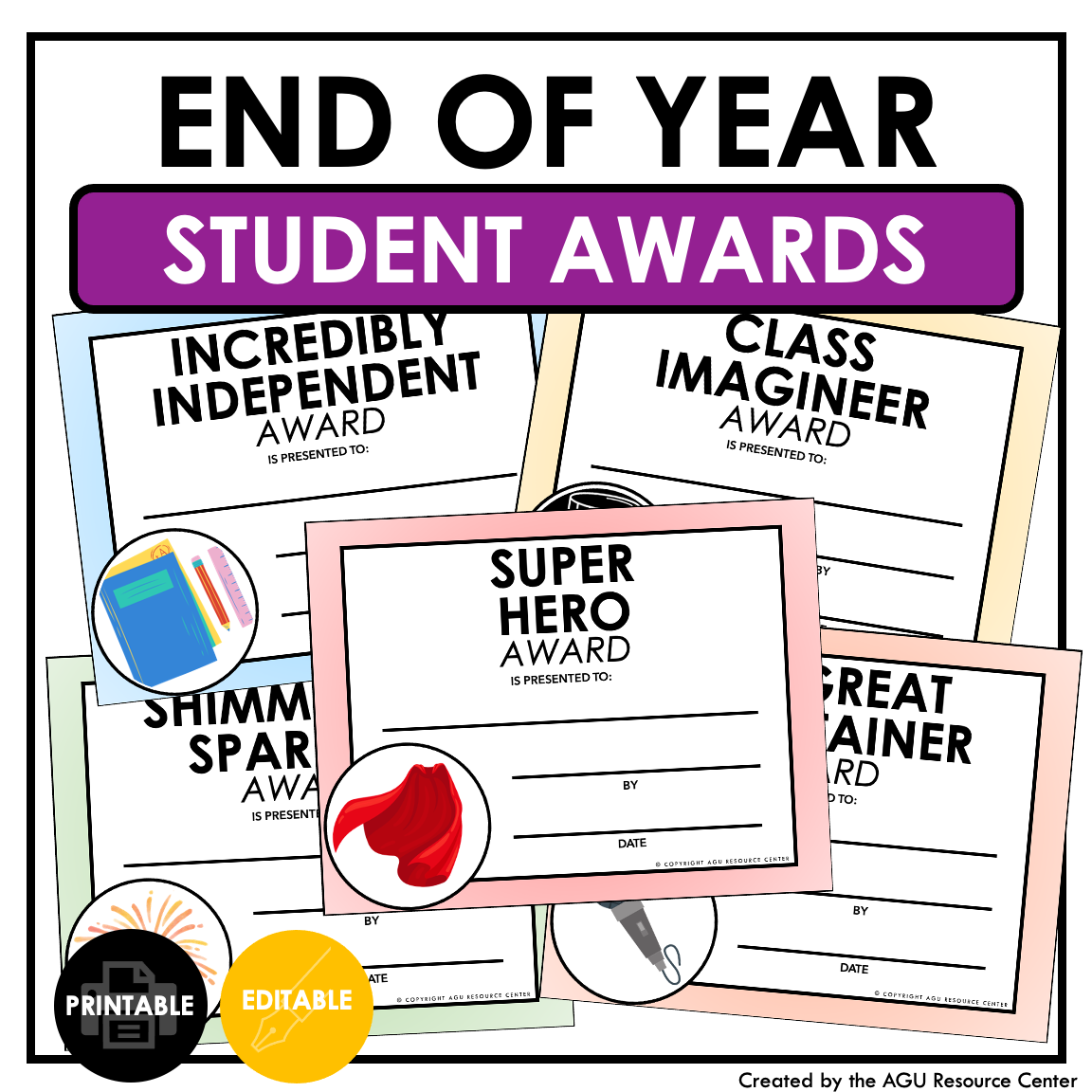 End of Year Classroom Awards | EDITABLE — Autism Grown Up