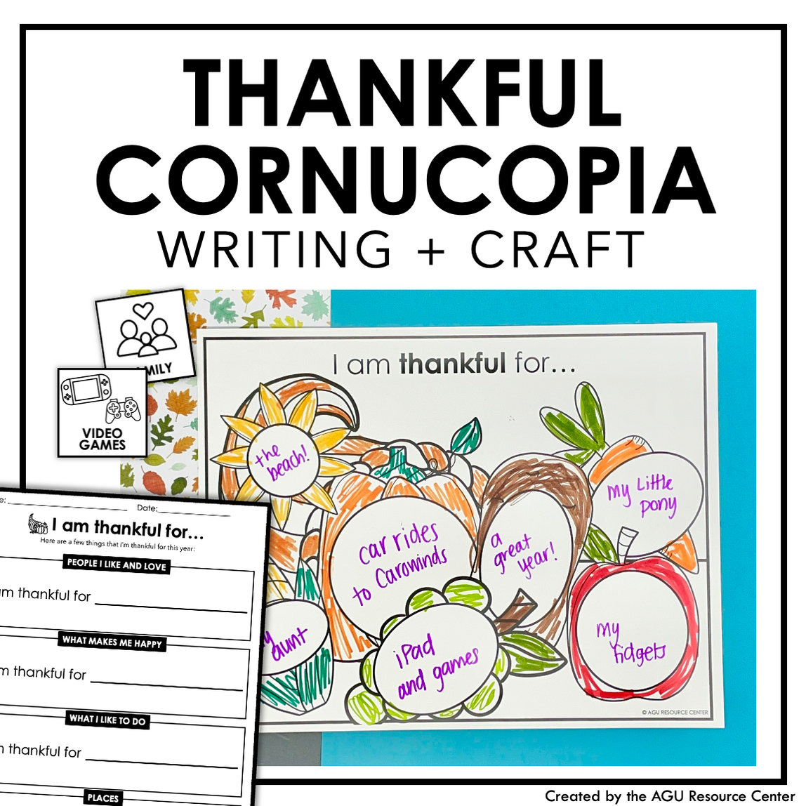 Thankful Cornucopia Craft | Differentiated Writing Levels | Digital ...