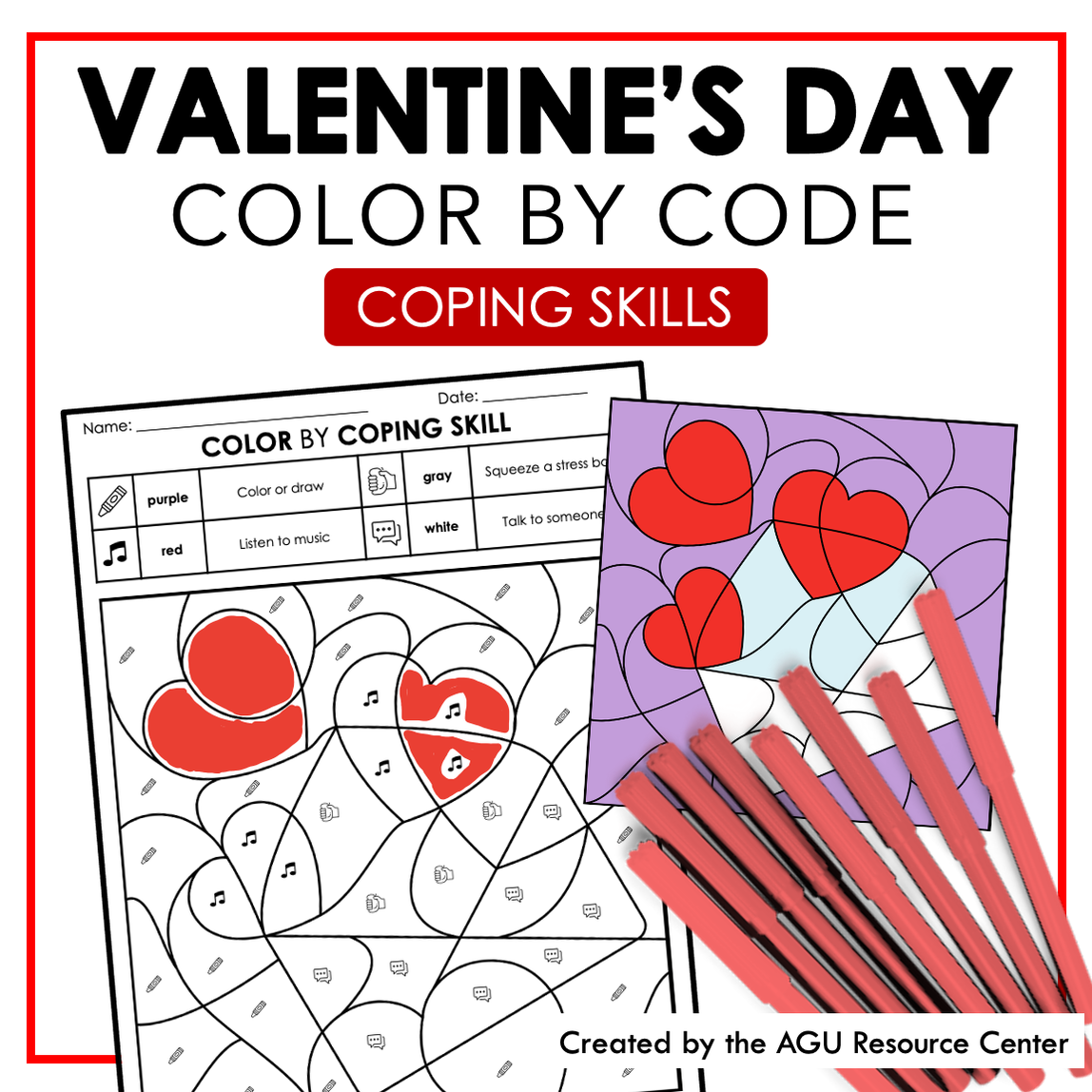 Valentine's Day Color by Code | Coping Skills Activity — Autism Grown Up