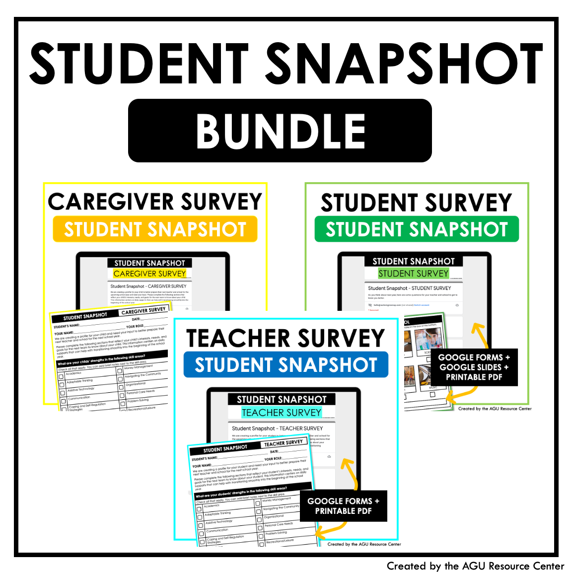 End of the Year Survey Bundle | Combined Student Snapshot Profile ...