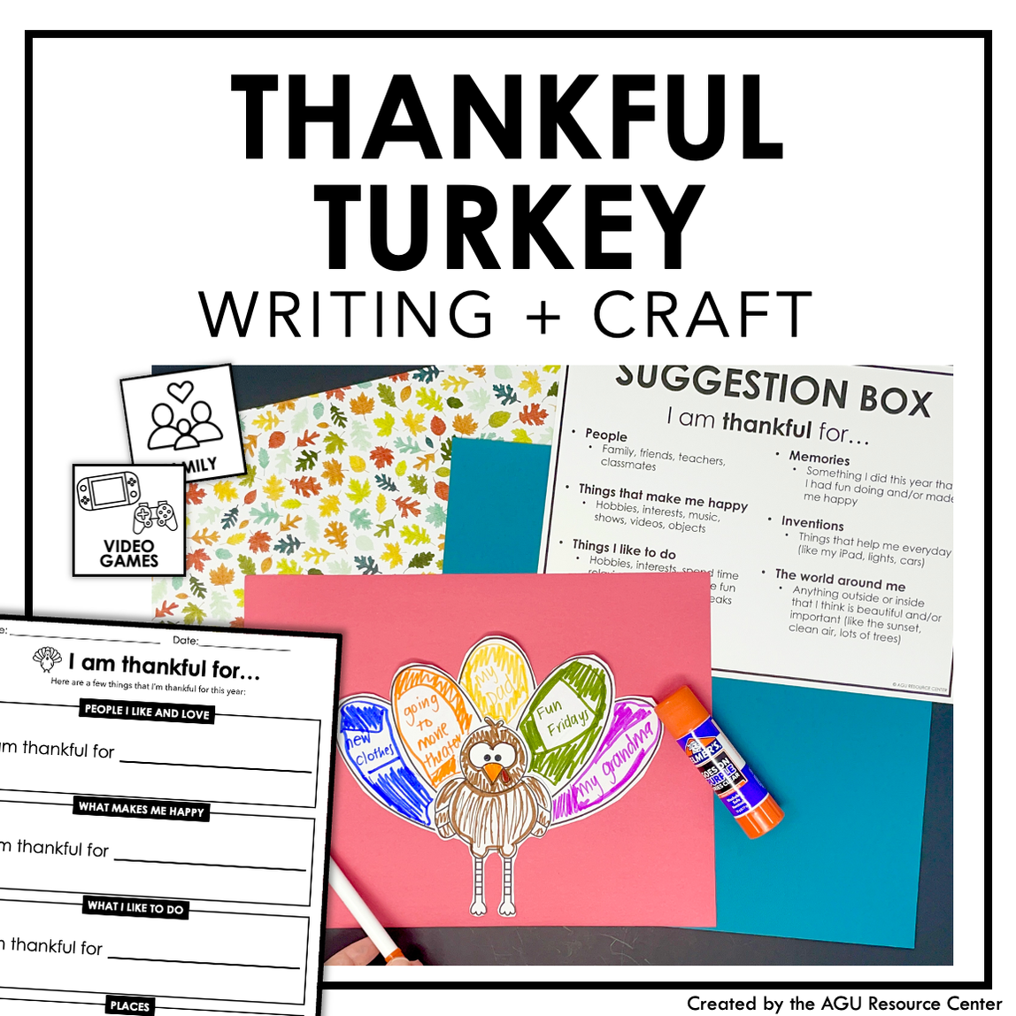 Thankful Turkey Craft | Differentiated Writing Levels | Digital + Prin ...