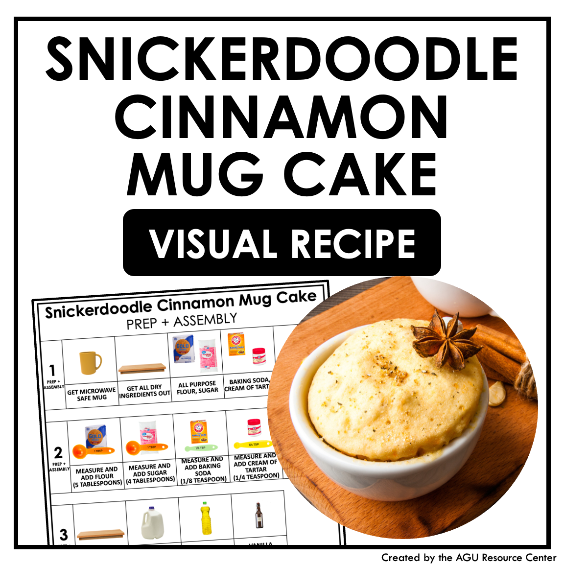 Snickerdoodle Cinnamon Mug Cake Visual Recipe — Autism Grown Up