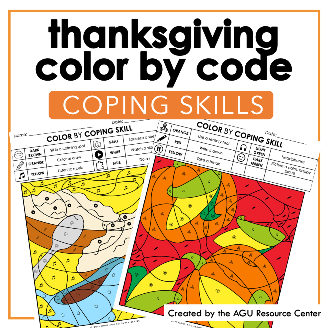 Color by Code | Thanksgiving | Coping Skills — Autism Grown Up