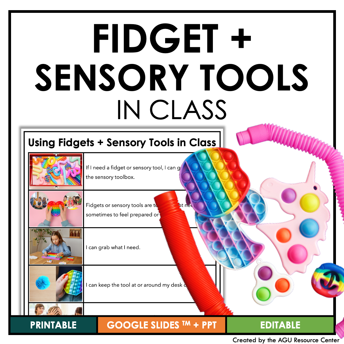 Fidget + Sensory Tools Rules + Social Story | EDITABLE — Autism Grown Up