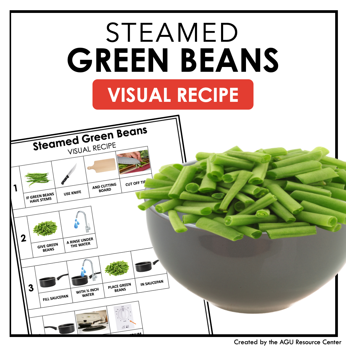 Steamed Green Beans Visual Recipe — Autism Grown Up