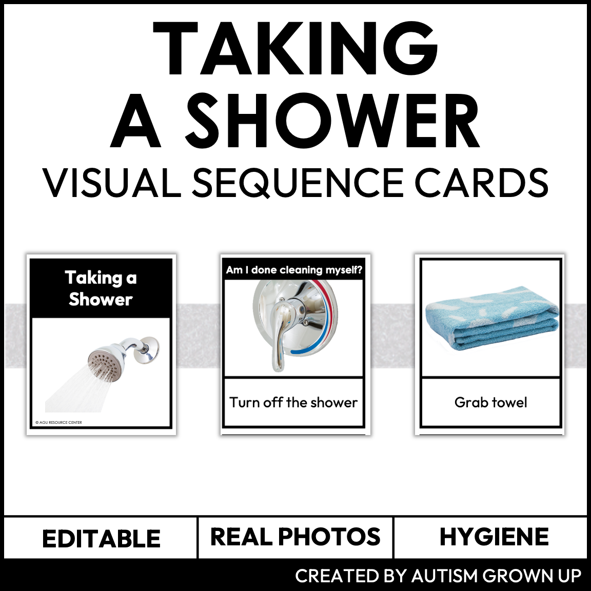 Showering Visual Sequence Cards — Autism Grown Up