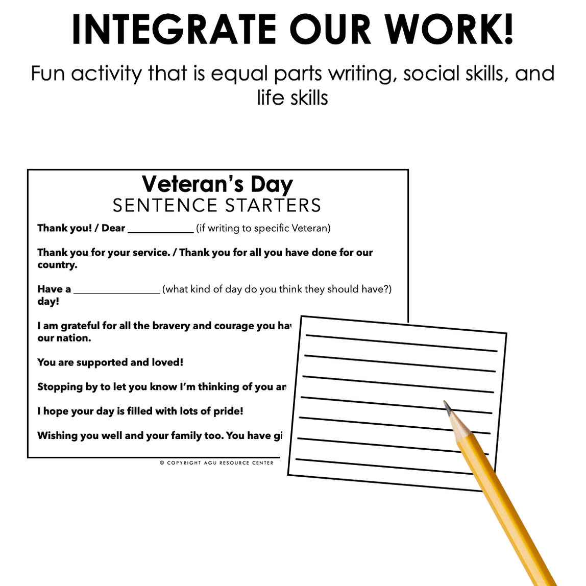 Veterans Day Cards | Differentiated Writing for Special Education ...