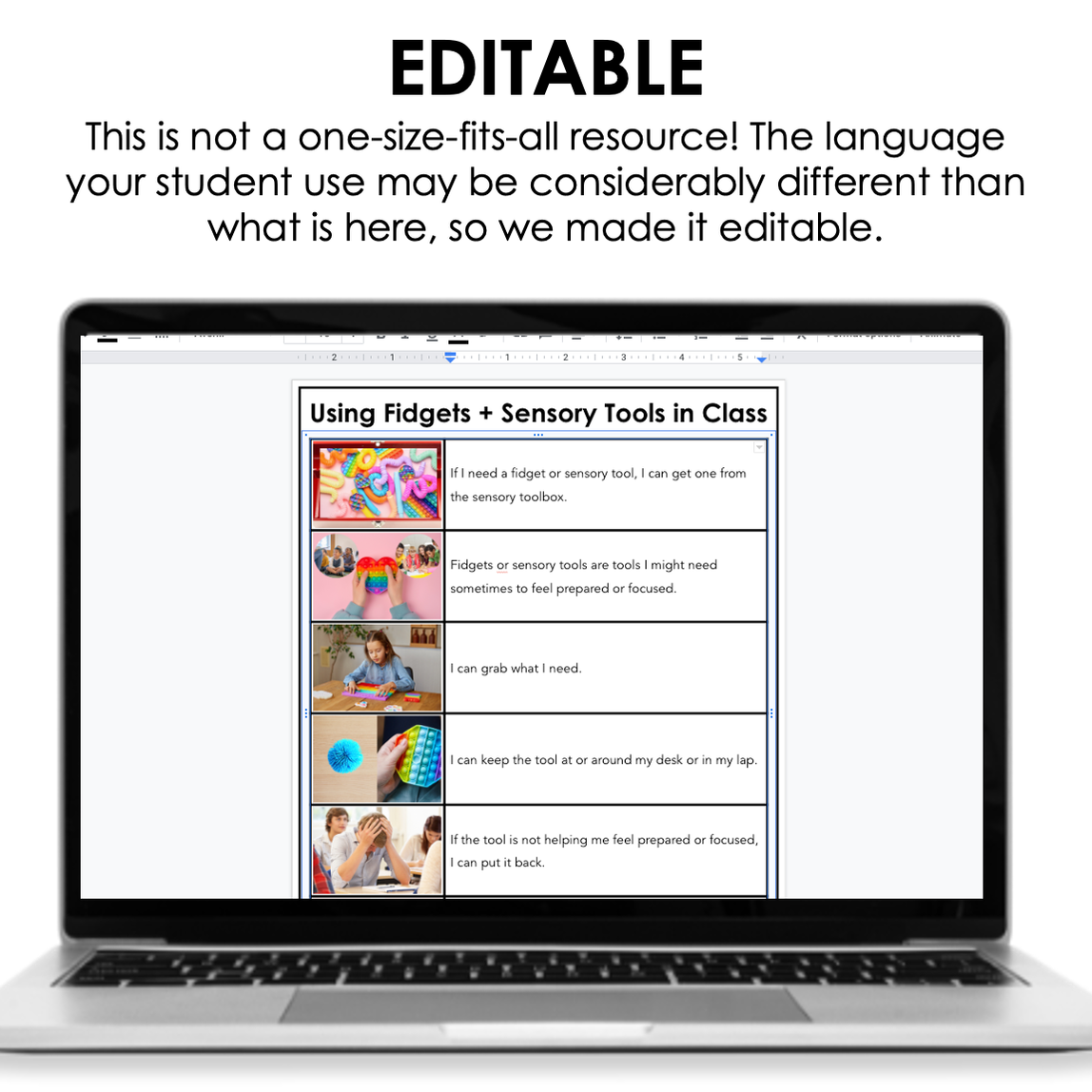 Fidget + Sensory Tools Rules + Social Story | EDITABLE — Autism Grown Up