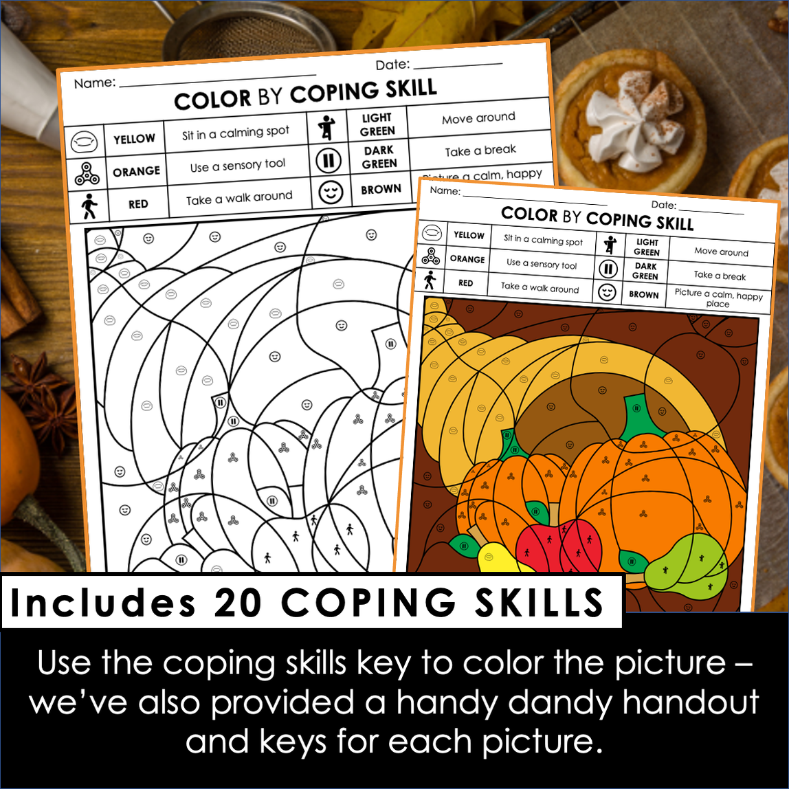 Color by Code | Thanksgiving | Coping Skills — Autism Grown Up