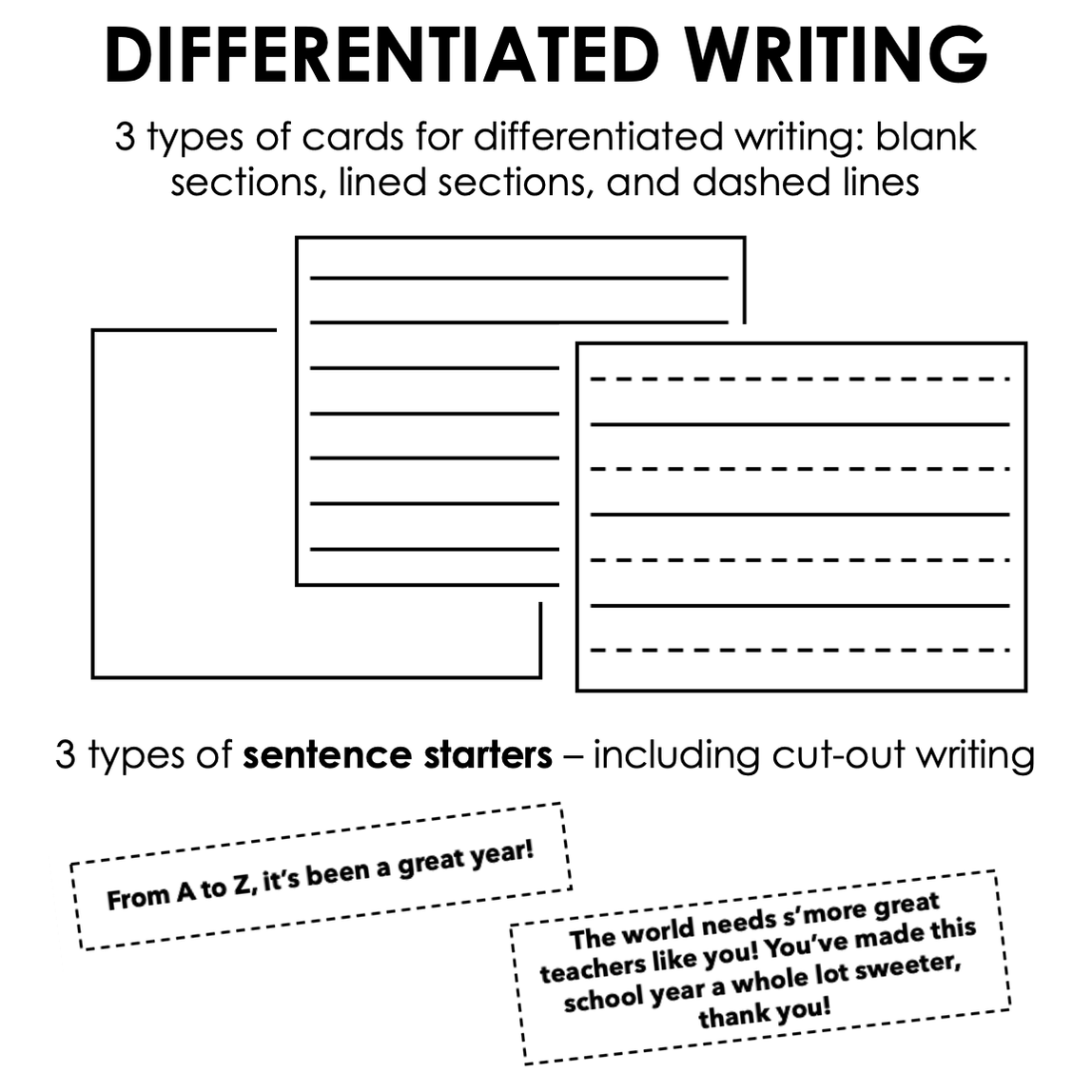Teacher Appreciation Cards | Differentiated Writing for Special Educat ...