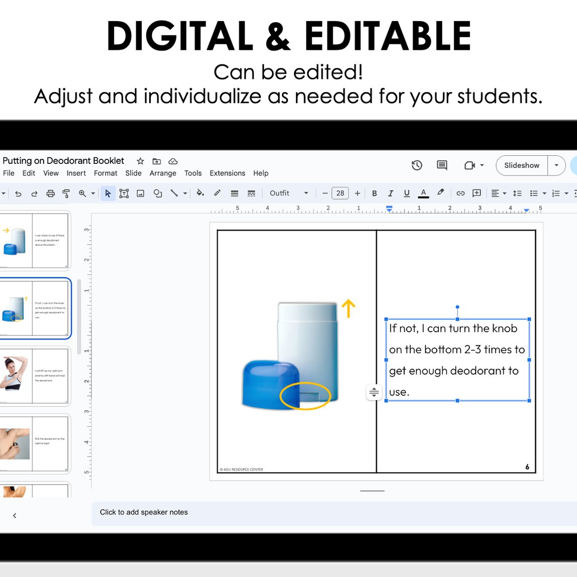 Putting on Deodorant Task Analysis Booklet | EDITABLE — Autism Grown Up