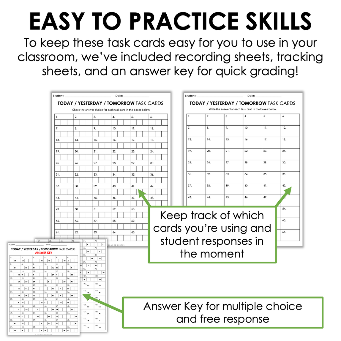 Today, Yesterday, Tomorrow, and Day After Tomorrow Calendar Task Cards ...