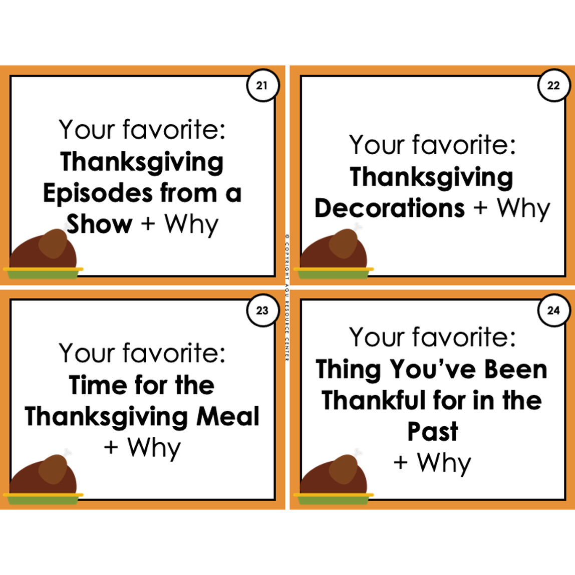 Thanksgiving FAVORITES + WHY | Icebreakers | Social Task Cards | Print ...