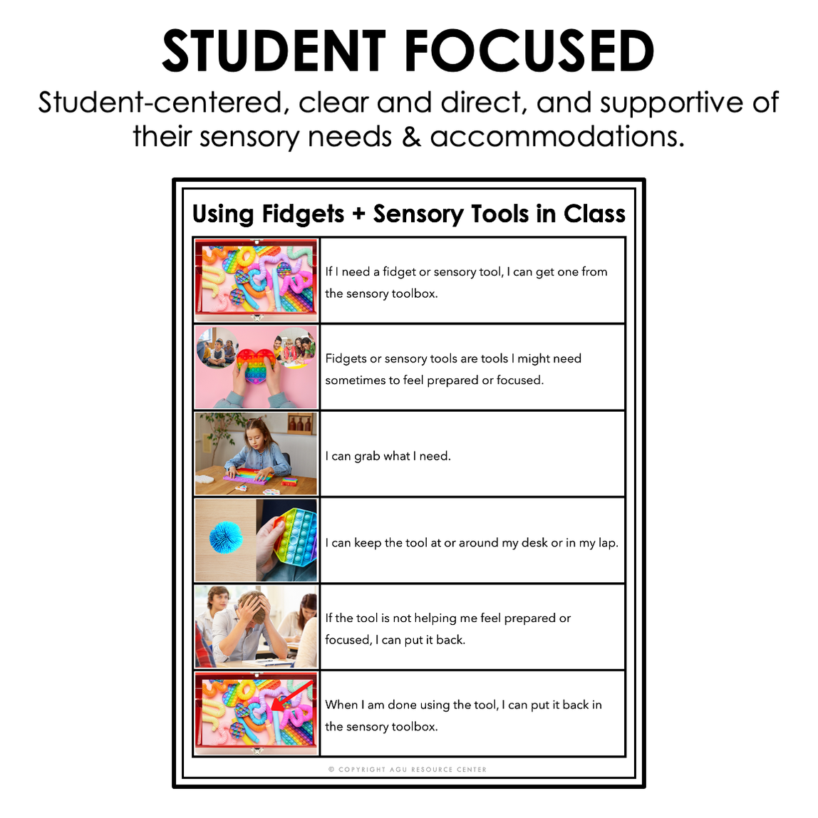 Fidget + Sensory Tools Rules + Social Story | EDITABLE — Autism Grown Up