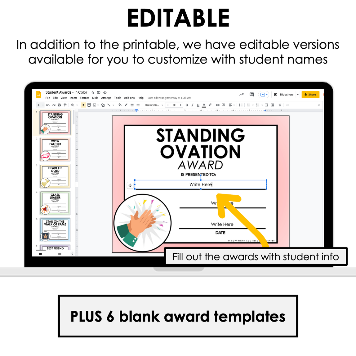End of Year Classroom Awards | EDITABLE — Autism Grown Up
