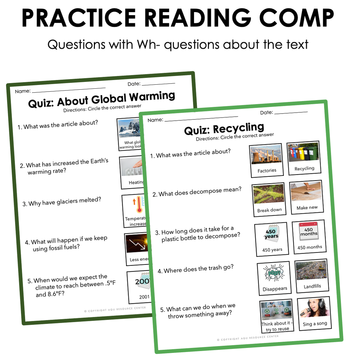 Earth Day | Reading Comprehension Printable — Autism Grown Up