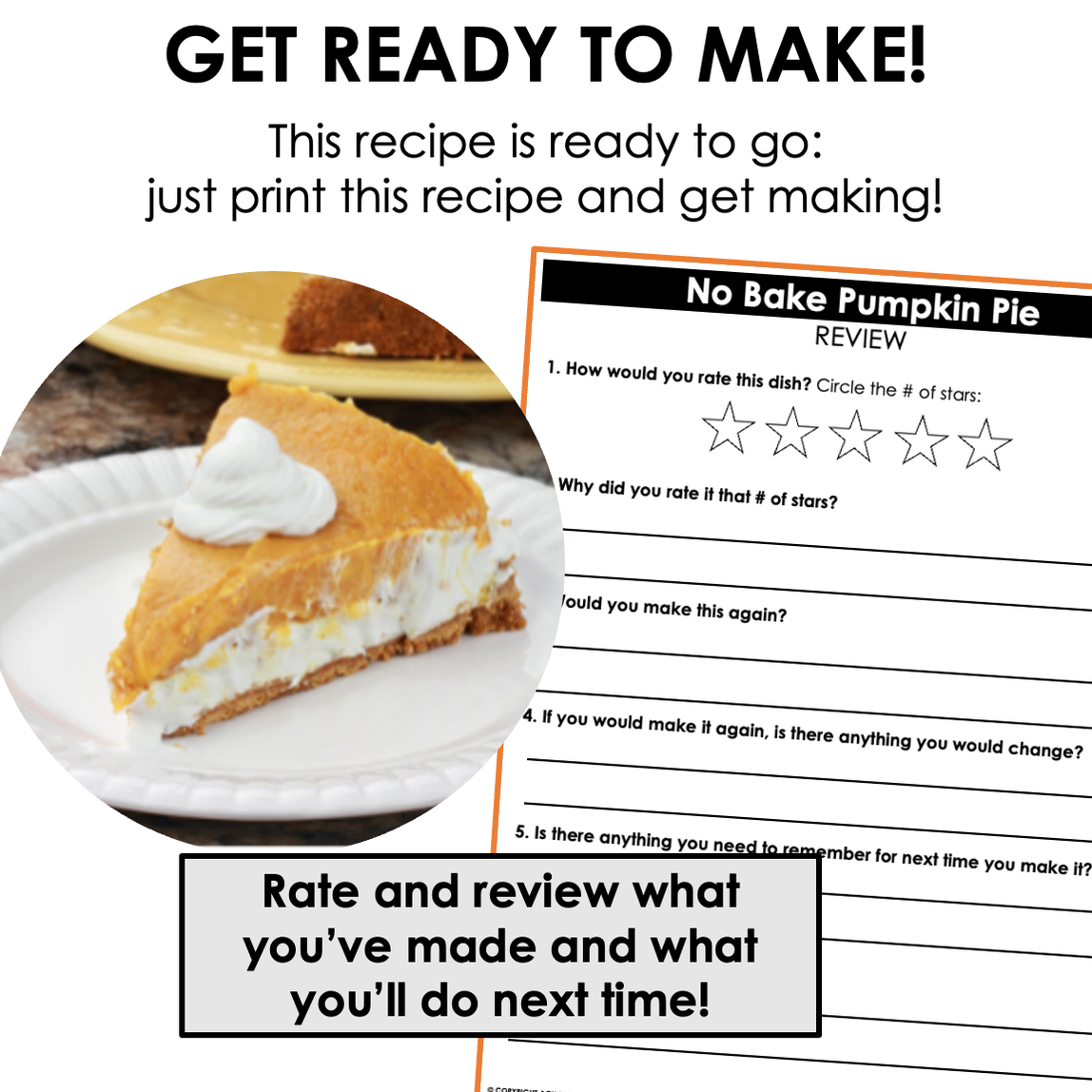 No Bake Pumpkin Pie VISUAL RECIPE — Autism Grown Up