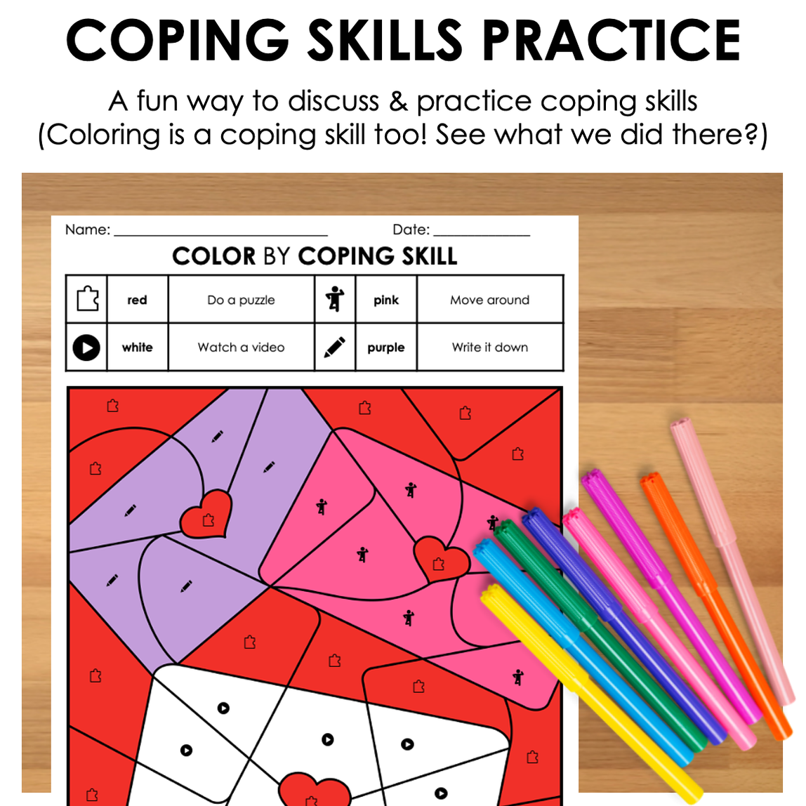Valentine's Day Color by Code | Coping Skills Activity — Autism Grown Up