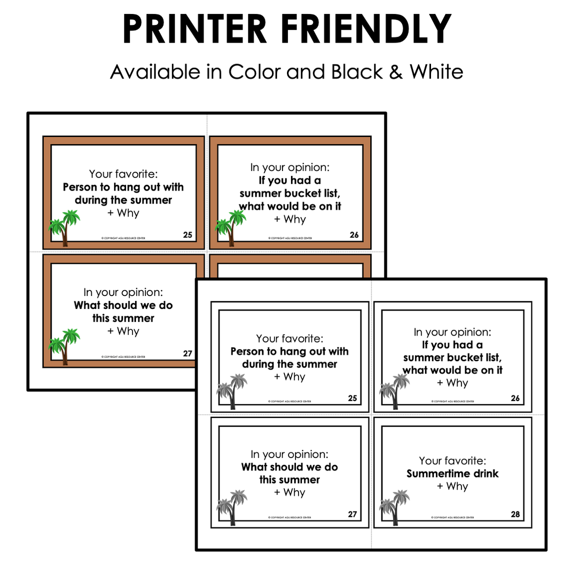 Summer FAVORITES + WHY | Icebreakers | Social Task Cards | Printable ...