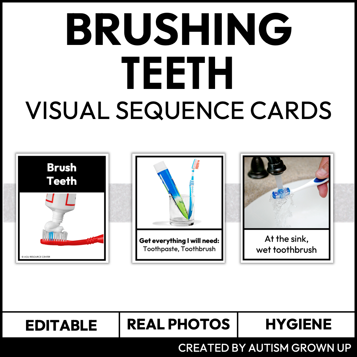 Brushing Teeth Visual Sequence Cards — Autism Grown Up