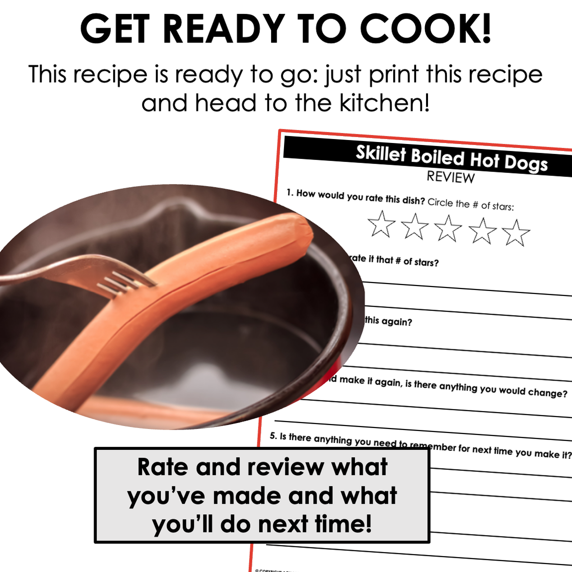 Skillet Boiled Hot Dogs Visual Recipe — Autism Grown Up