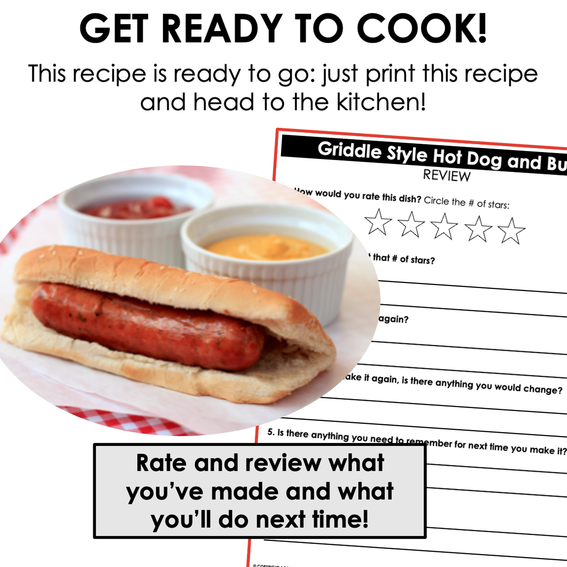 Griddle Style Hot Dog and Bun Visual Recipe — Autism Grown Up
