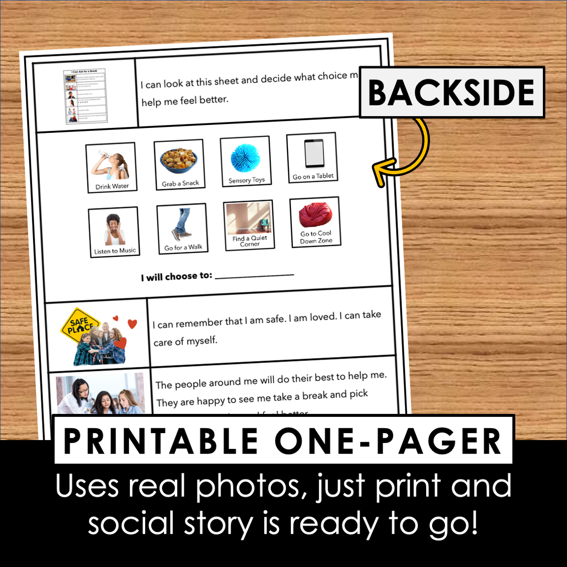 I Can Ask for a Break Social Story | ONE-PAGER | EDITABLE — Autism Grown Up