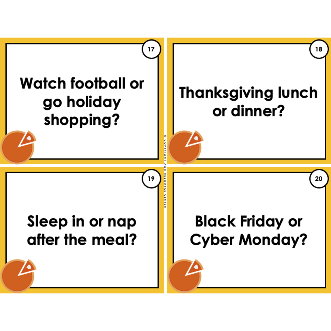 Thanksgiving THIS OR THAT | Icebreakers | Social Task Cards | Printabl ...