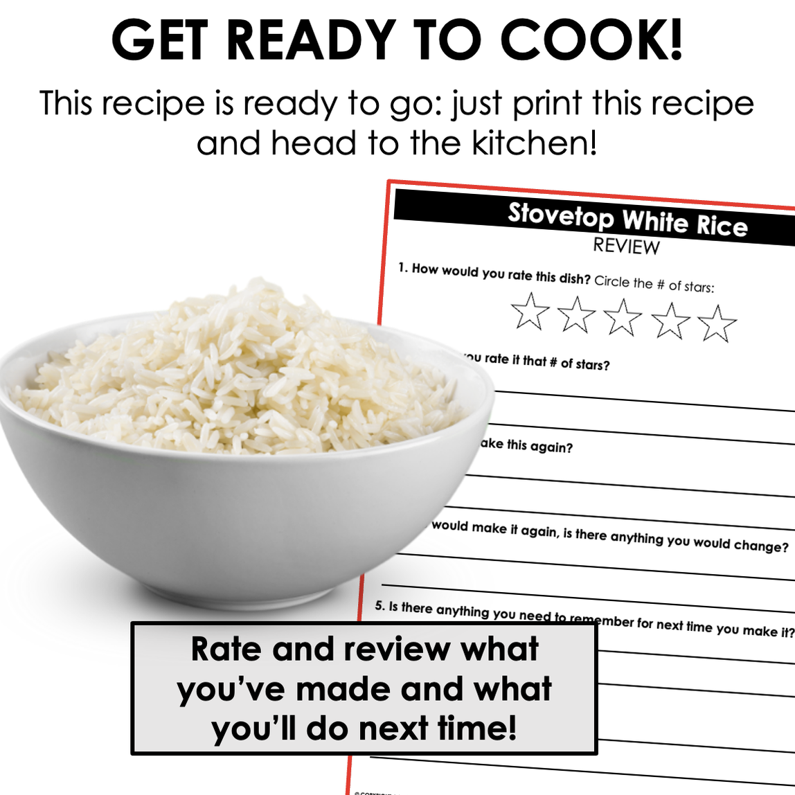 Stovetop White Rice VISUAL RECIPE — Autism Grown Up