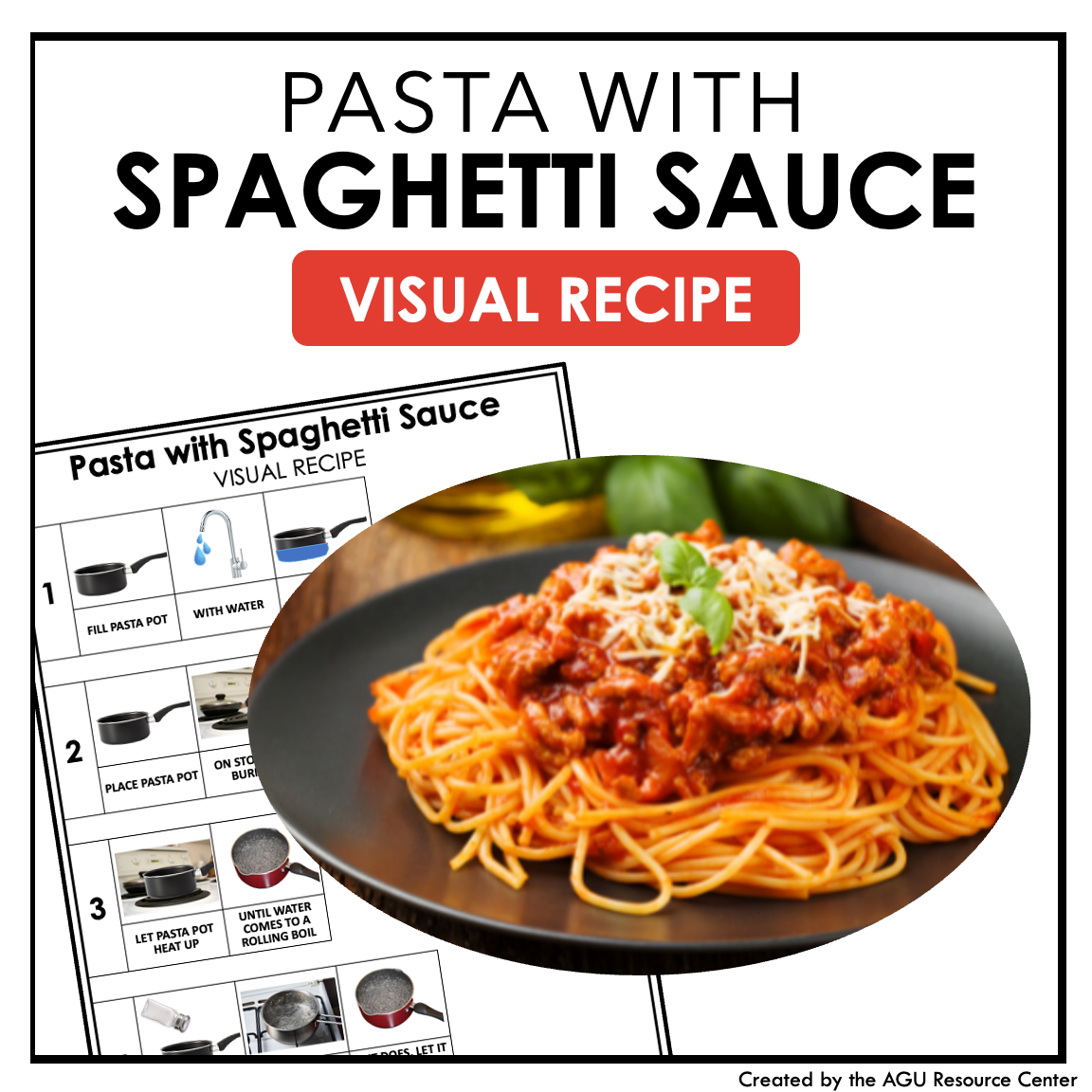 Pasta with Spaghetti Sauce Visual Recipe — Autism Grown Up